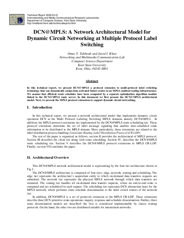 (PDF) DCN@MPLS: A Network Architectural Model for Dynamic Circuit Networking at Multiple ...