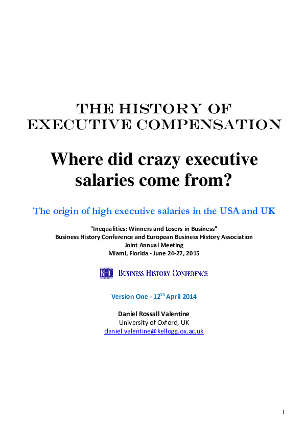 (PDF) The history of executive compensation - Where did crazy executive ...