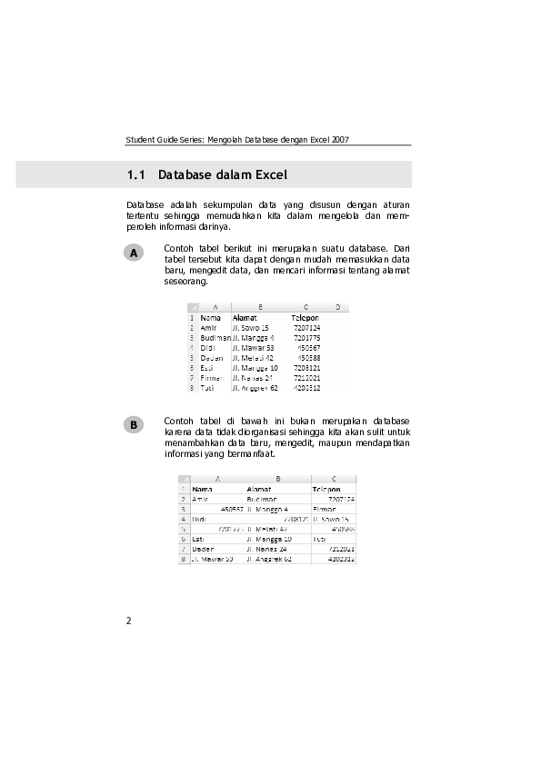 (PDF) Student Guide Series: Mengolah Database dengan Excel 2007 2