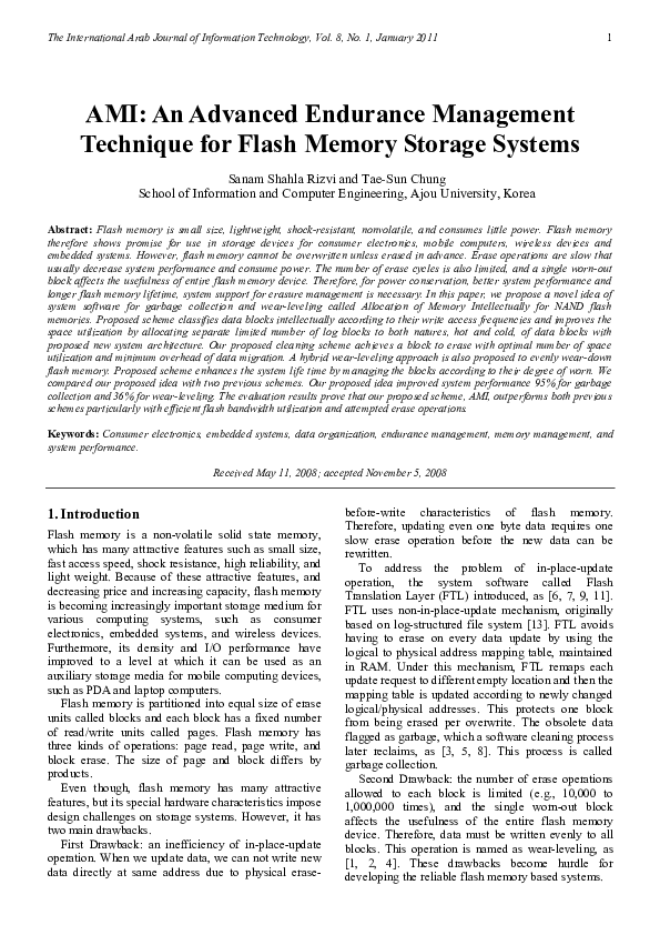 (PDF) AMI: An Advanced Endurance Management Technique for Flash Memory Storage Systems