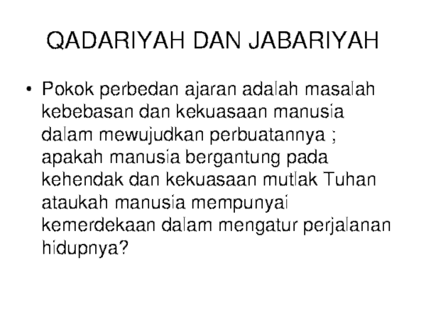 (PPT) Qadariyah dan Jabariyah