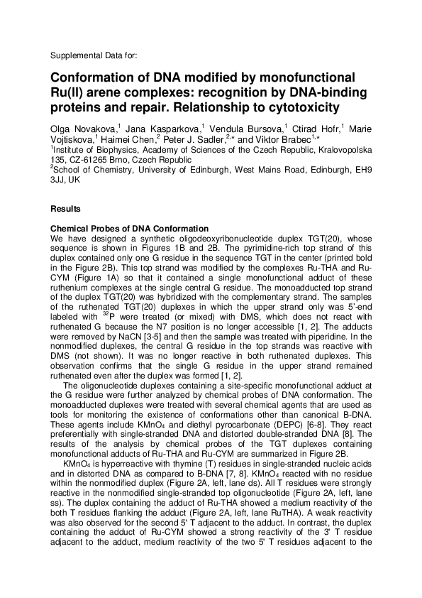 (PDF) Conformation of DNA Modified by Monofunctional Ru(II) Arene ...