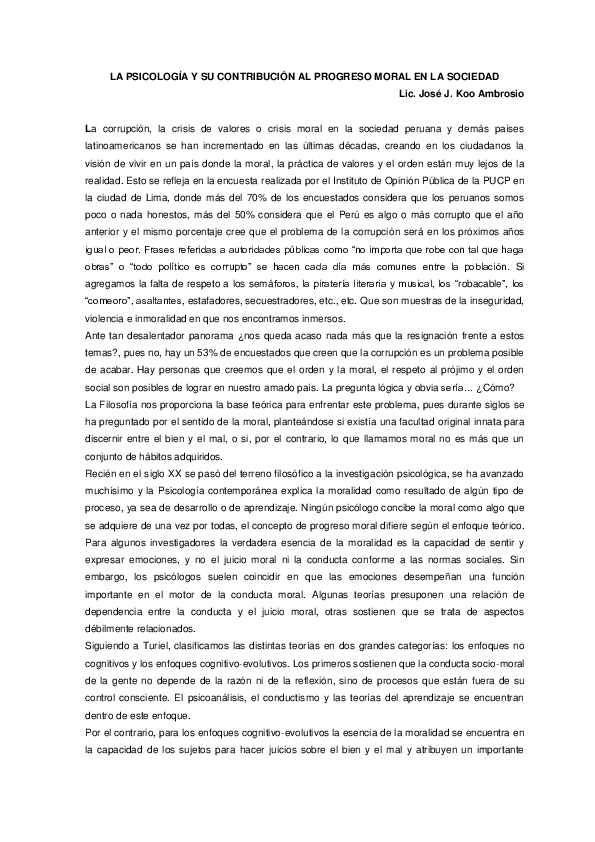 (DOC) LA PSICOLOGÍA Y SU CONTRIBUCIÓN AL PROGRESO MORAL EN