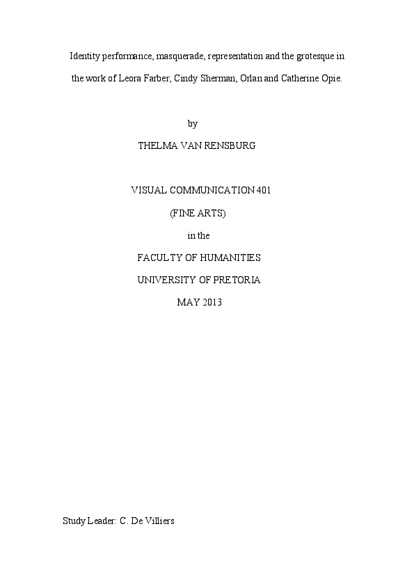 Identity performance, masquerade, representation and the grotesque in ...