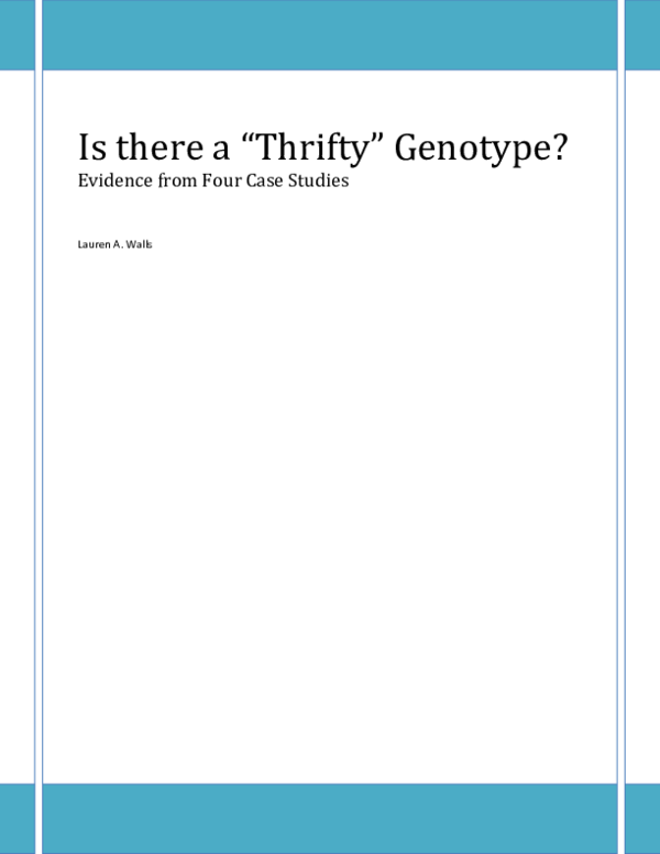 (PDF) Is there a "Thrifty" genotype?