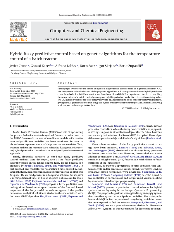 Pdf Hybrid Fuzzy Predictive Control Based On Genetic Algorithms For