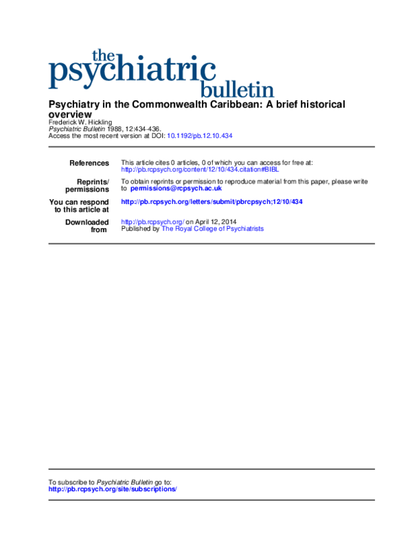 (PDF) Psychiatry in the Commonwealth Caribbean
