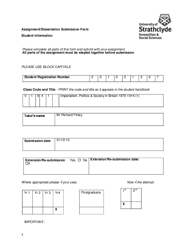 (DOC) British Foreign Policy: 1870-1901