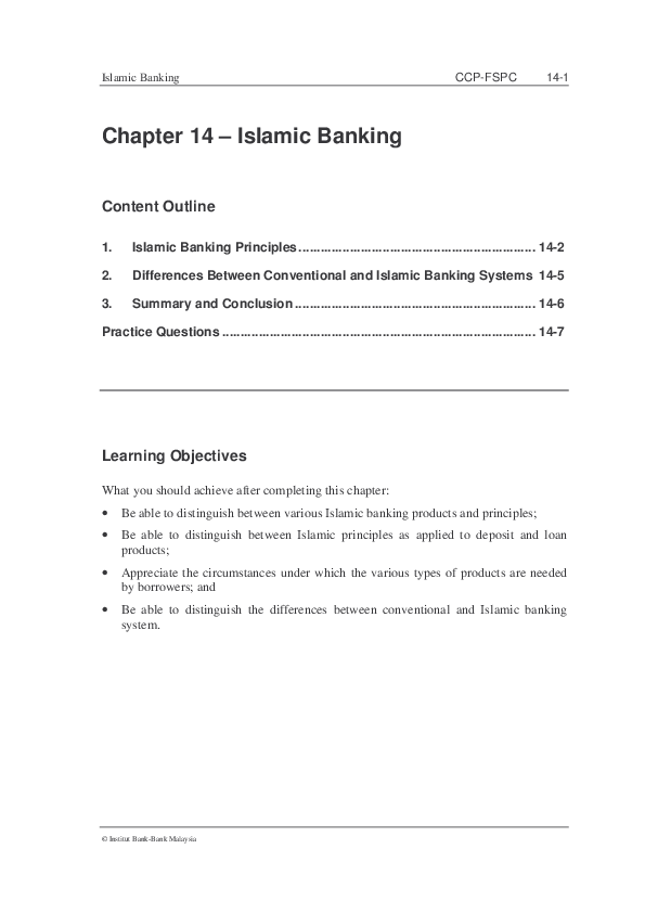 (PDF) Islamic Banking Chapter 14 – Islamic Banking