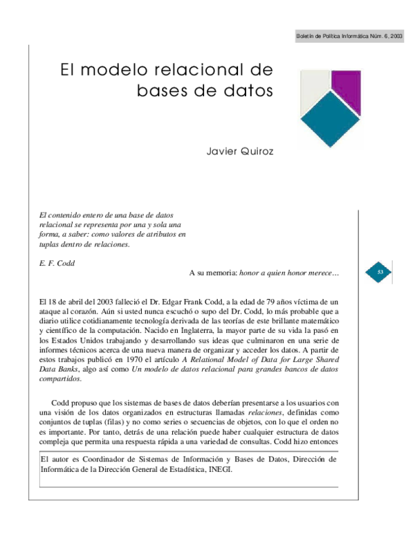 (PDF) El modelo relacional de bases de datos