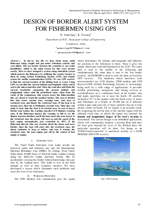 (PDF) Design of Border Alert System for Fishermen Using GPS