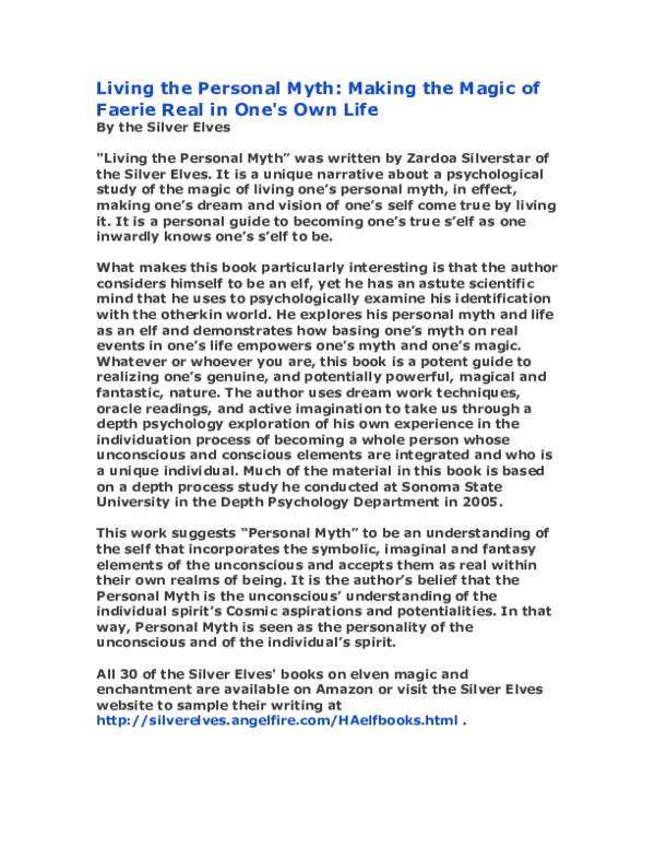 (PDF) Living the Personal Myth: Making the Magic of Faerie Real in One ...