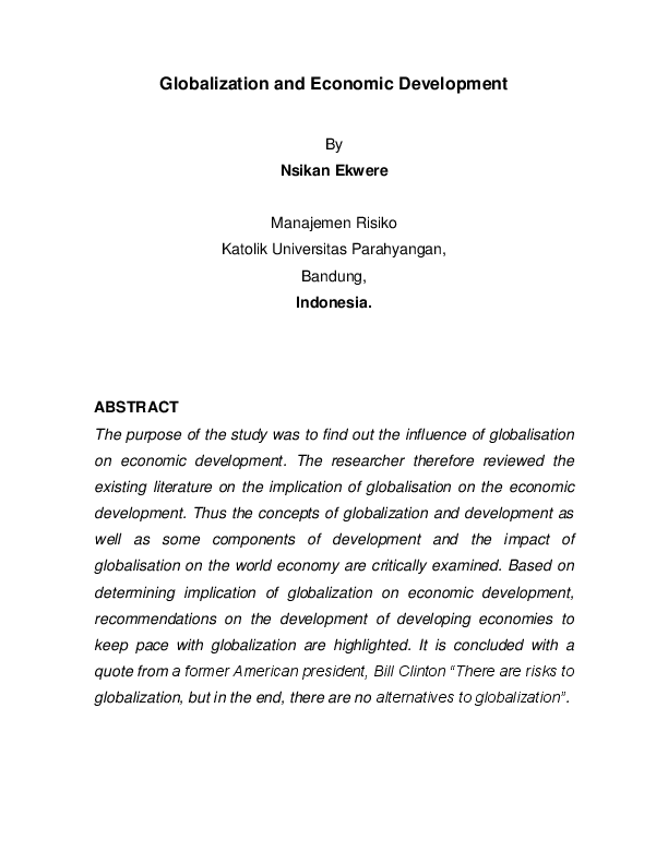 (PDF) Globalization and Economic Development
