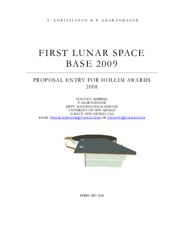 FIRST LUNAR SPACE BASE 2009