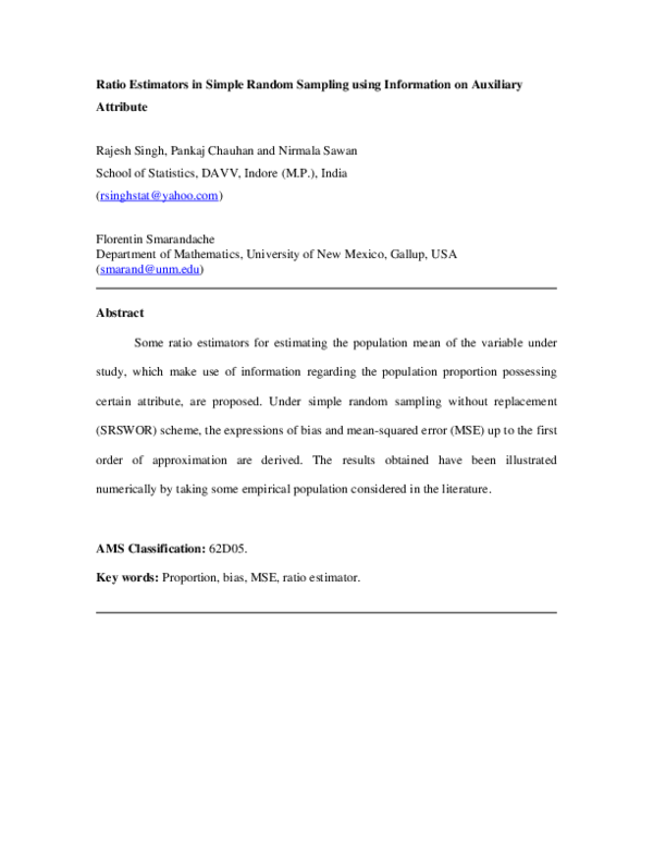 Ratio Estimators In Simple Random Sampling Using Information On