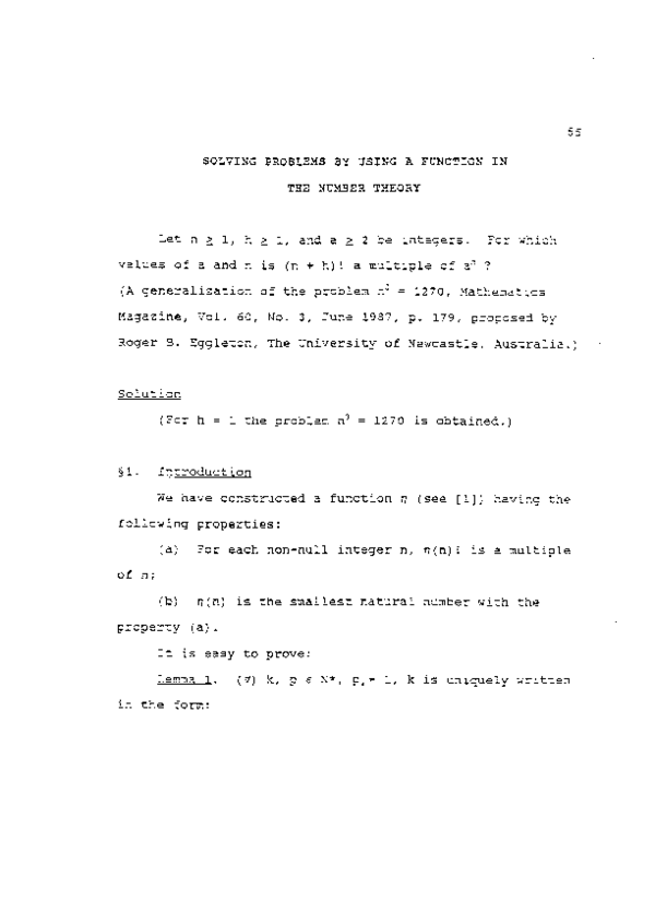 Solving Problems by Using A function In The Number Theory