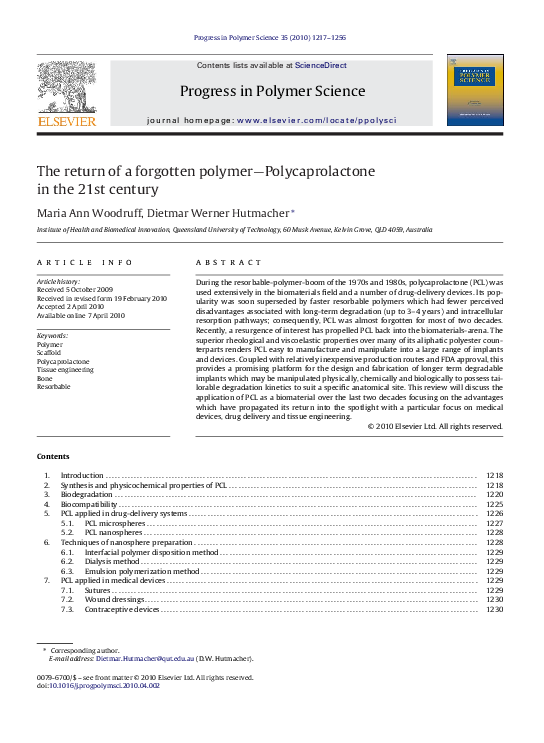 (PDF) The return of a forgotten polymer—Polycaprolactone in the 21st ...