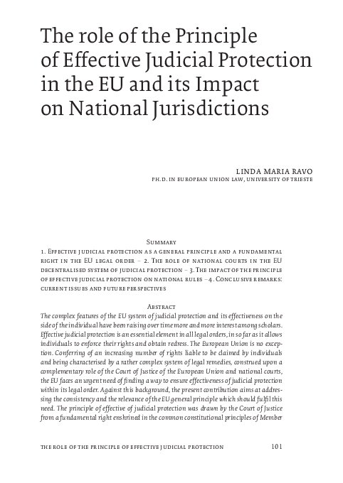 (PDF) The role of the Principle of Effective Judicial Protection in the ...