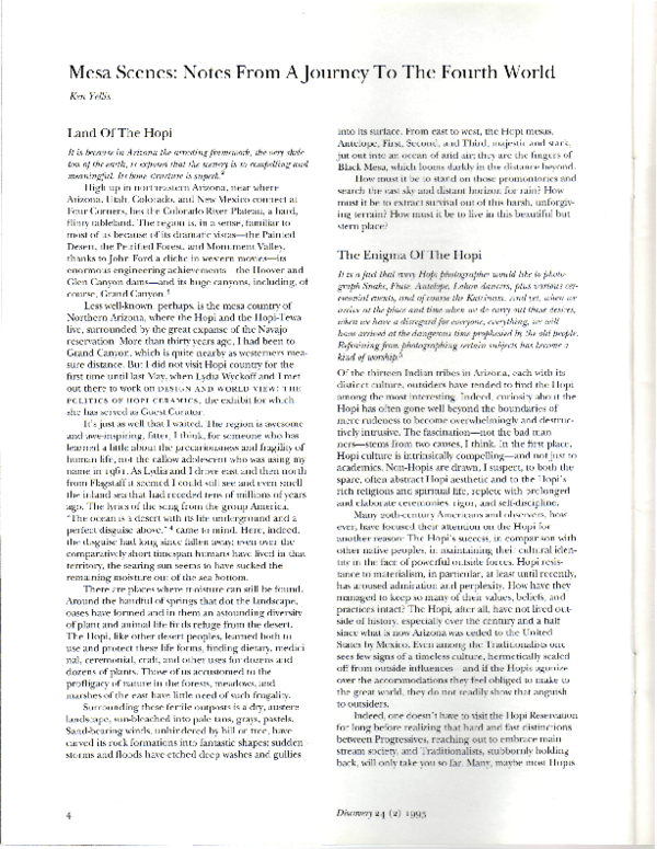(PDF) Mesa Scenes: Notes From A Journey To The Fourth World