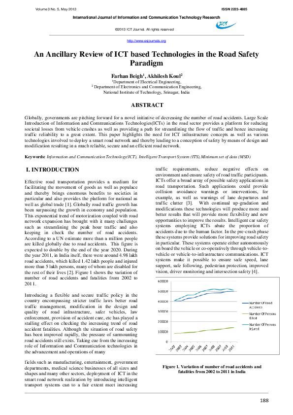 (PDF) An Ancillary Review of ICT based Technologies in the Road Safety Paradigm