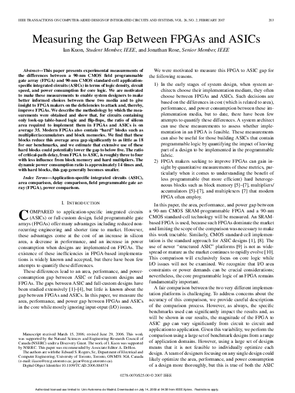 Measuring the Gap Between FPGAs and ASICs