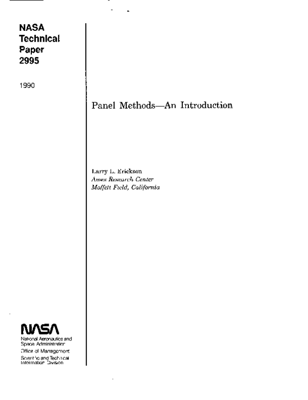 (PDF) Panel Methods - An Introduction, NASA TP-2995, 1990
