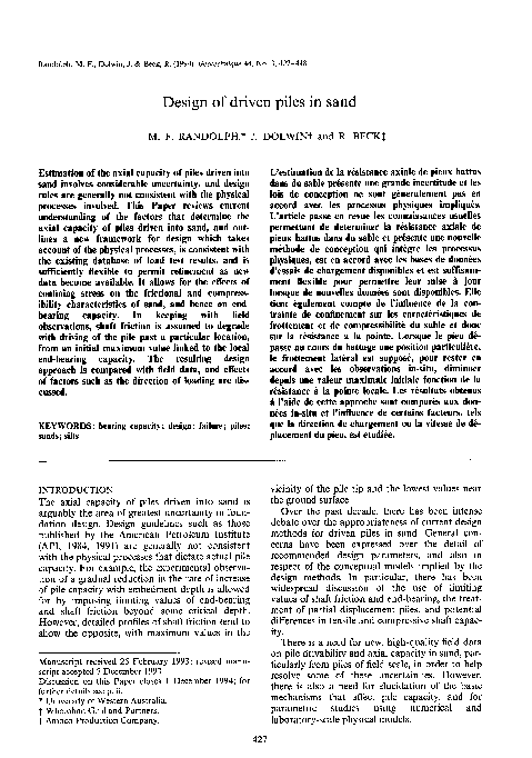 (PDF) Design of driven piles in sand