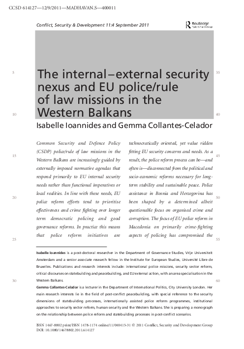 (PDF) The internal–external security nexus and EU police/rule of law ...