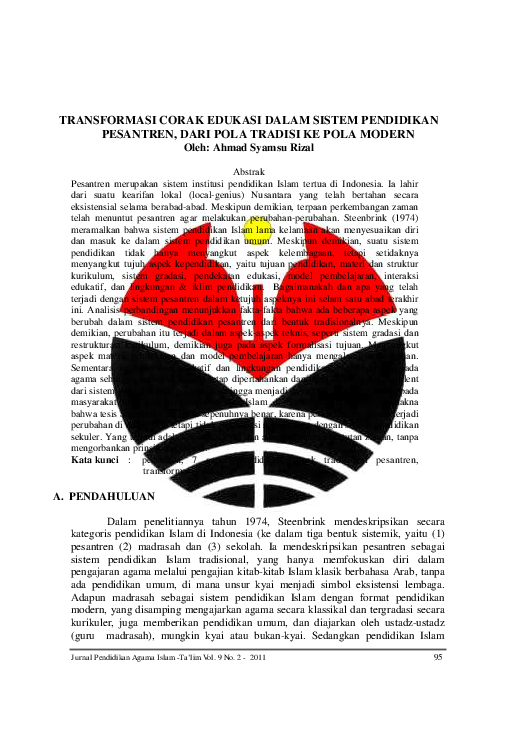(PDF) TRANSFORMASI CORAK EDUKASI DALAM SISTEM PENDIDIKAN PESANTREN, DARI POLA TRADISI KE POLA MODERN