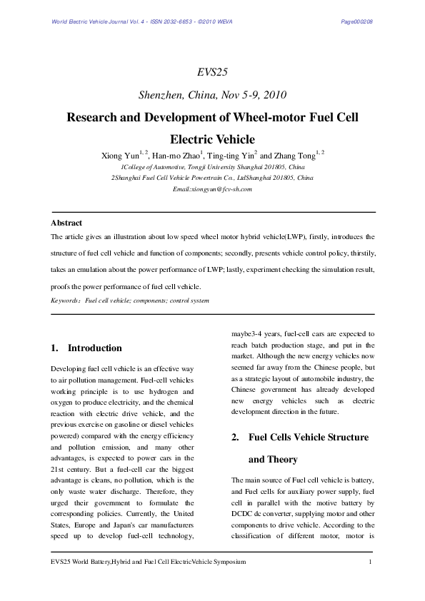 (PDF) EVS25 World Battery,Hybrid and Fuel Cell ElectricVehicle ...
