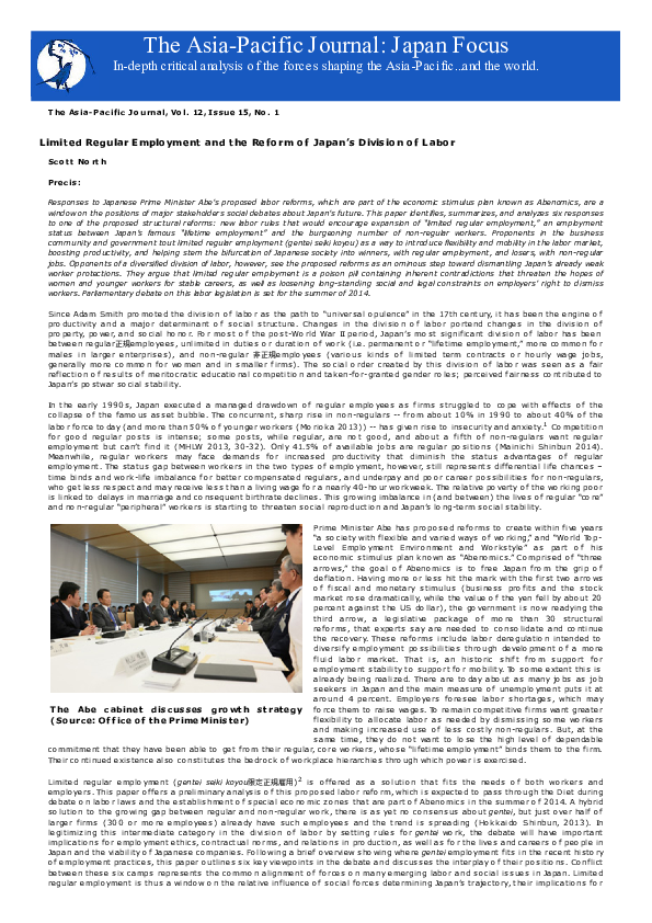 (PDF) Limited Regular Employment and the Reform of Japan's Division of ...