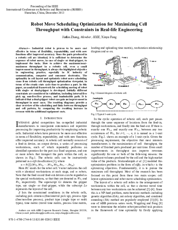 Pdf Robot Move Scheduling Optimization For Maximizing Cell Throughput With Constraints In Real
