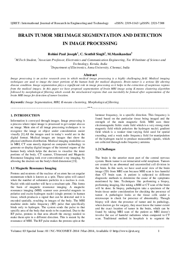 Pdf Brain Tumor Mri Image Segmentation And Detection In Image Processing
