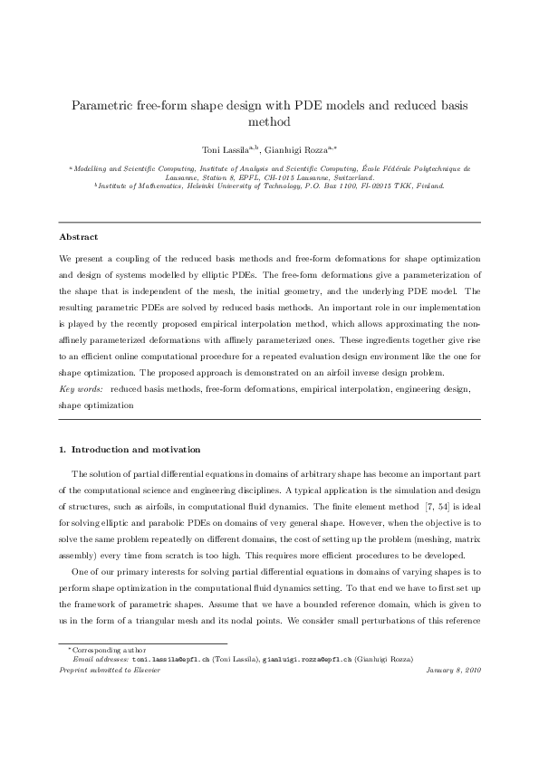 (PDF) Parametric free-form shape design with PDE models and reduced ...