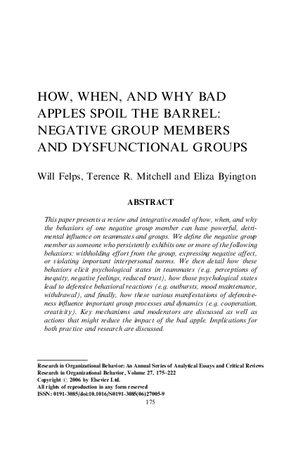 (PDF) How, when, and why bad apples spoil the barrel: Negative group ...