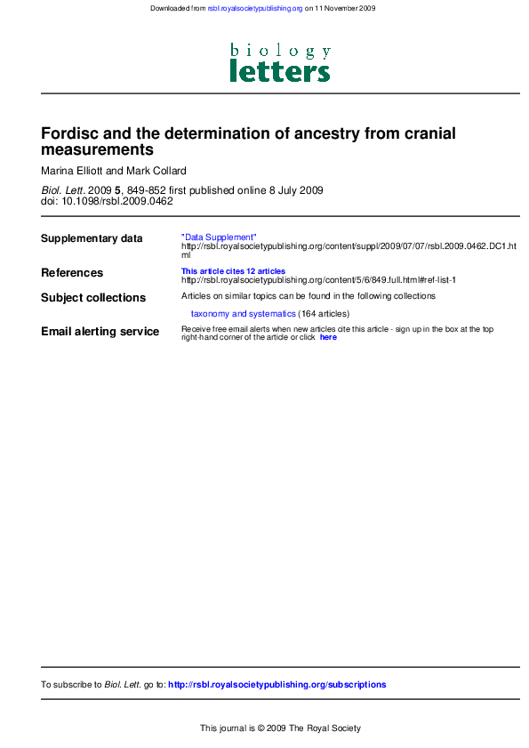 (PDF) "FORDISC and the determination of ancestry from cranial ...