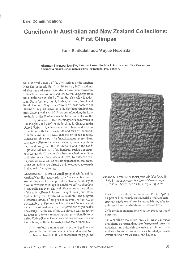 (PDF) CANZ: Cuneiform in Australia and New Zealand (with Wayne Horowitz ...