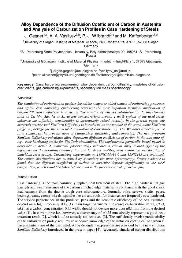 (PDF) Alloy Dependence of the Diffusion Coefficient of Carbon in Austenite and Analysis of ...