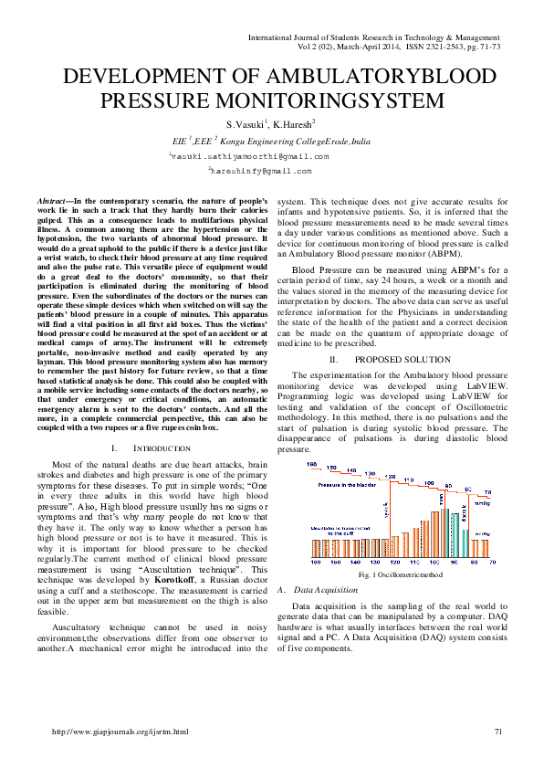 (PDF) Development of Ambulatory Blood Pressure Monitoring System