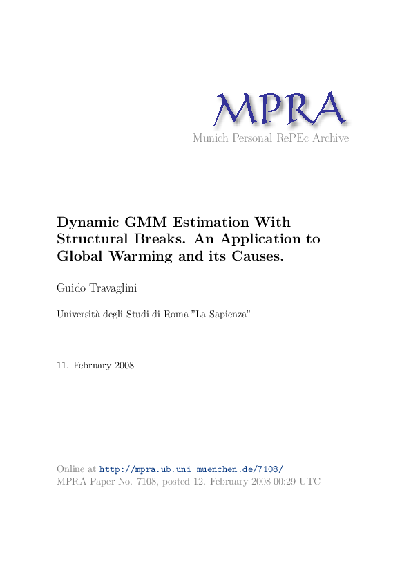 (PDF) Dynamic GMM Estimation With Structural Breaks. An Application to ...