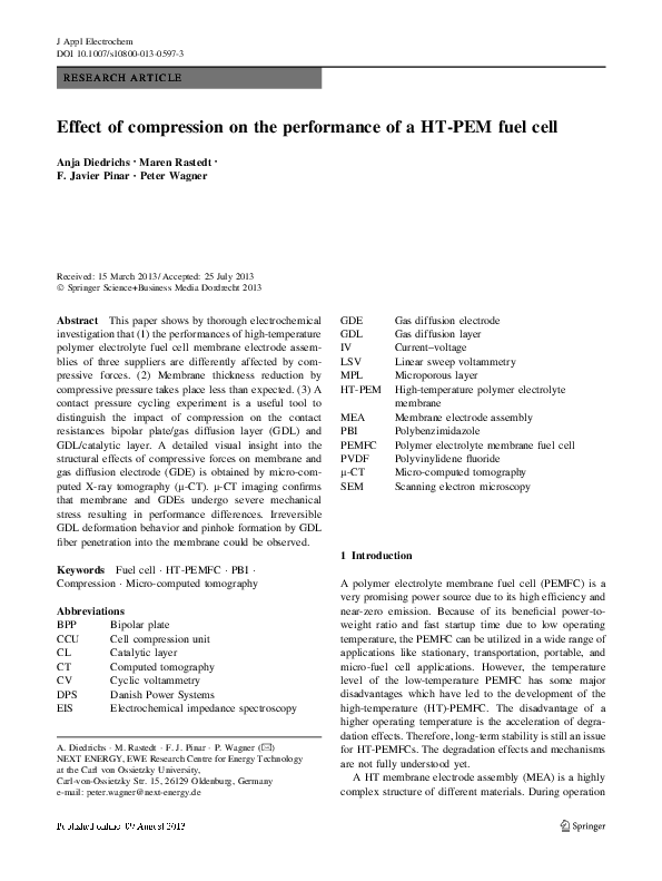 (PDF) Effect of compression on the performance of a HT-PEM fuel cell