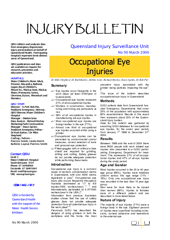 Occupational Eye Injuries