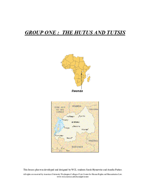 (PDF) GROUP ONE : THE HUTUS AND TUTSIS