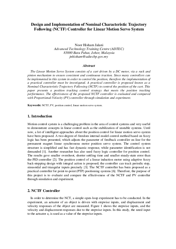 (PDF) Design and Implementation of Nominal Characteristic Trajectory Following Controller for ...