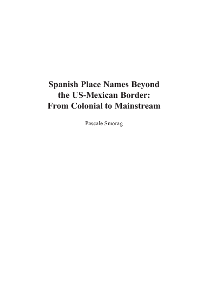 (PDF) Spanish Place Names in the USA: from Colonial to Mainstream