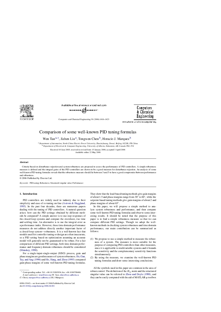 (PDF) Comparison of some well-known PID tuning formulas (PDF) Comparison of some well-known PID tuning formulas