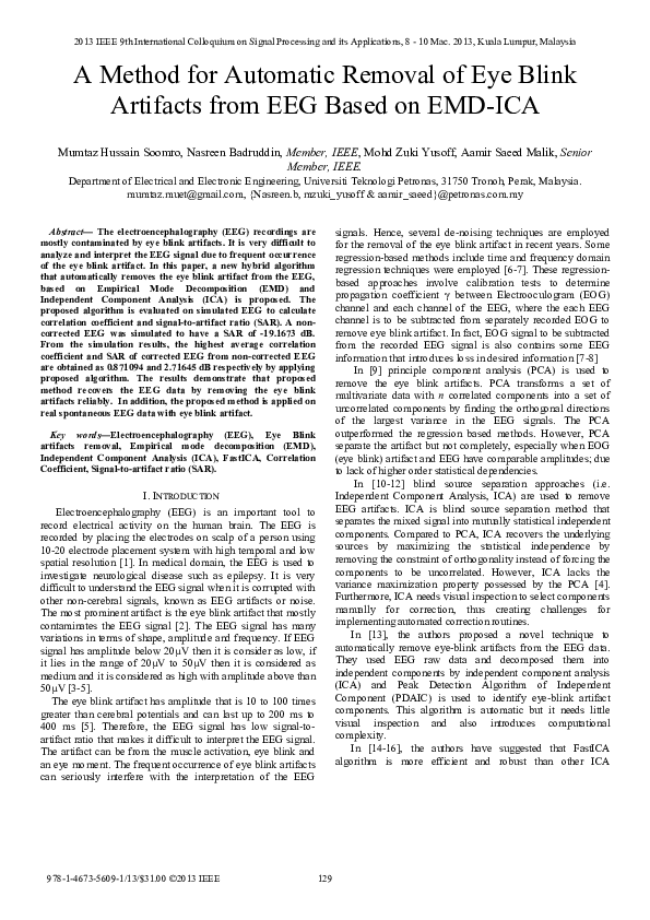 (PDF) A Method for Automatic Removal of Eye Blink Artifacts from EEG Based on EMD-ICA
