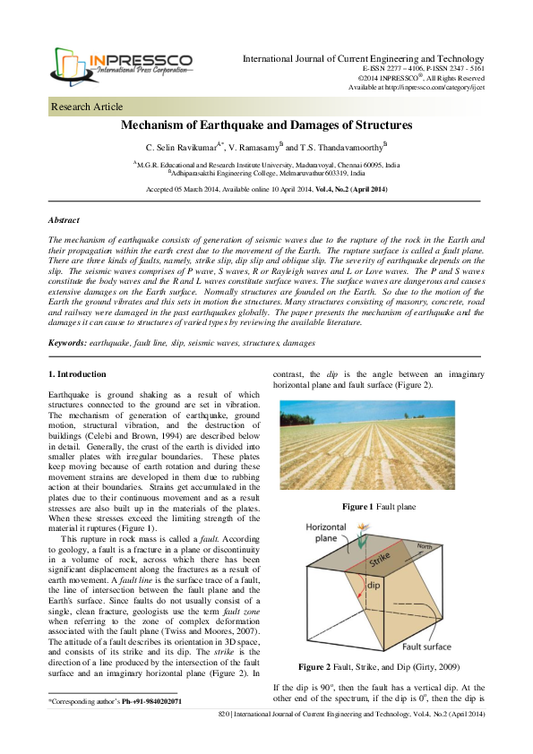 (PDF) Mechanism of Earthquake and Damages of Structures