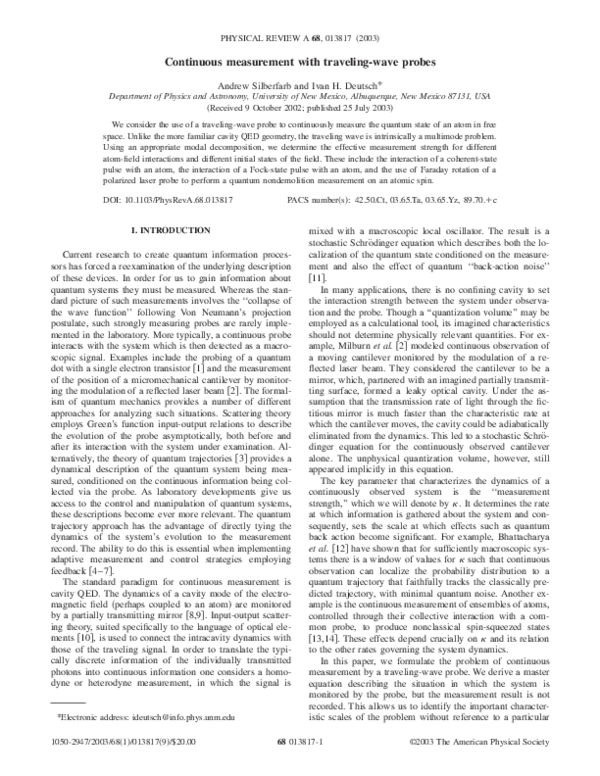 (PDF) Continuous measurement with traveling-wave probes