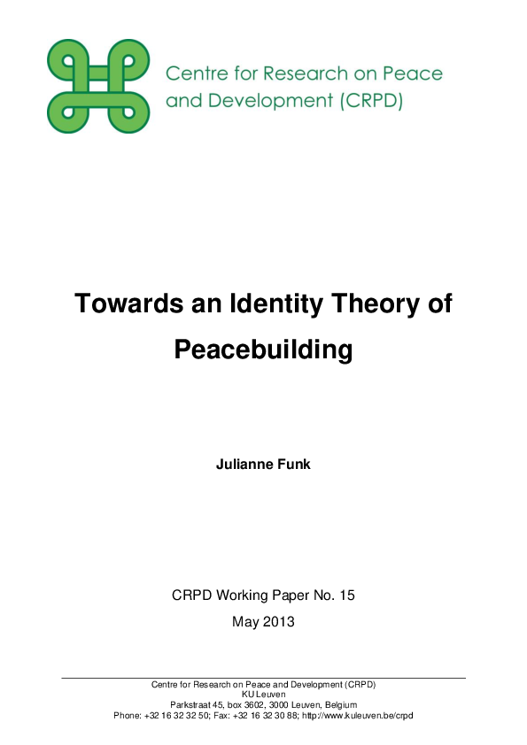 (PDF) Towards an Identity Theory of Peacebuilding